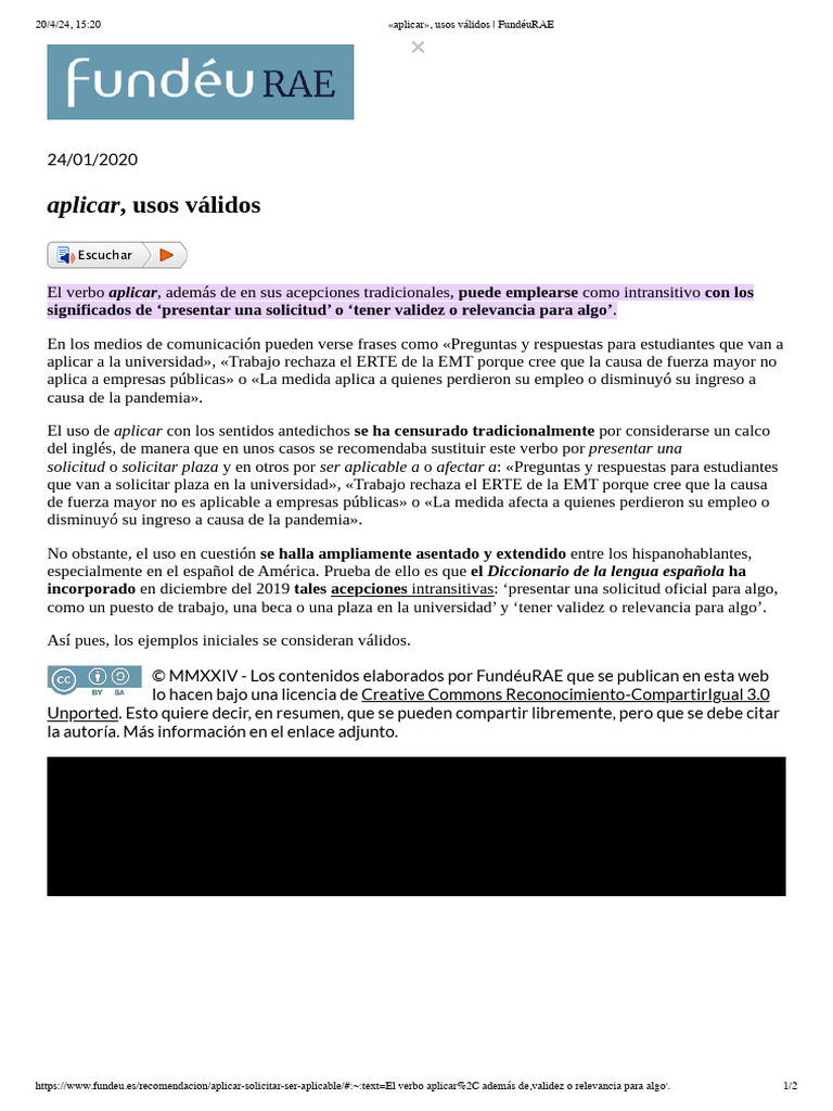 Usos válidos del verbo "aplicar" | PDF | Lengua española