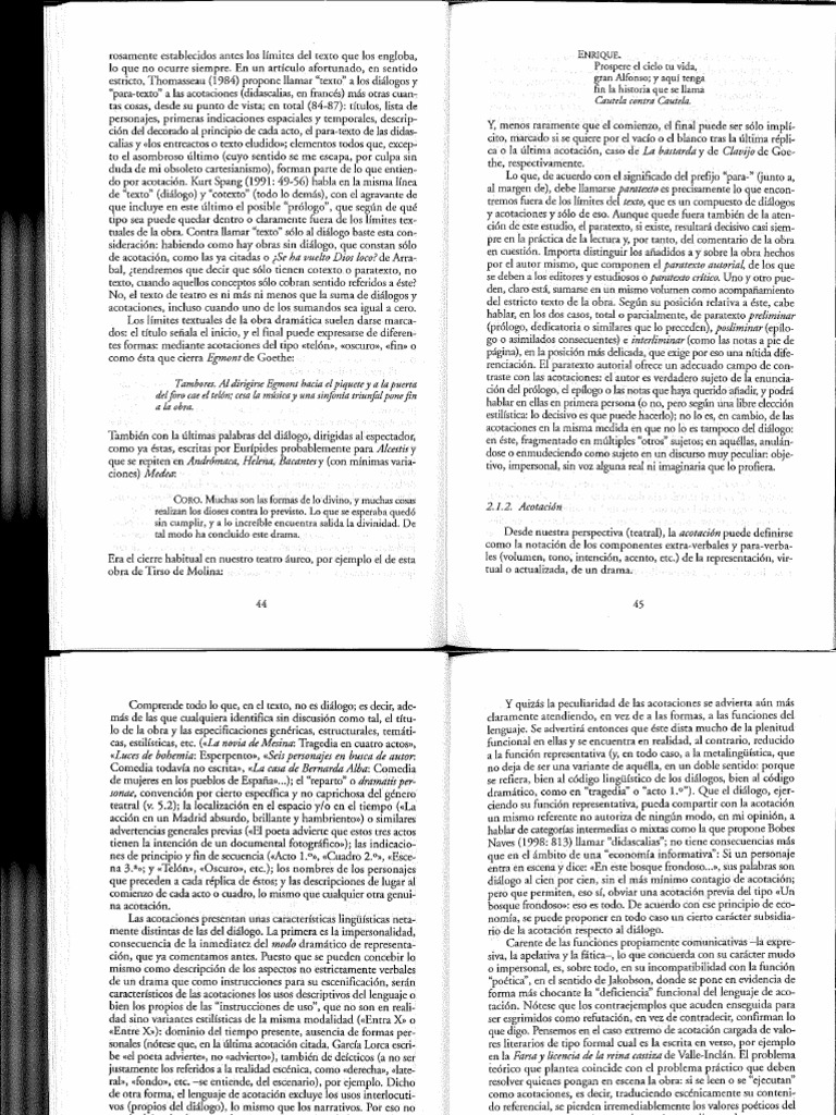 Acotación y Didascalia | PDF