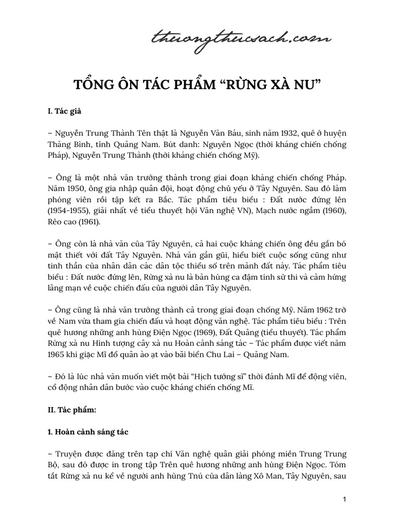 TỔNG ÔN TÁC PHẨM “RỪNG XÀ NU” | PDF