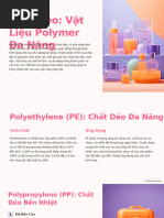 TÌM HIỂU MỘT SỐ POLYMER THÔNG DỤNG LÀM CHẤT DẺO | PDF