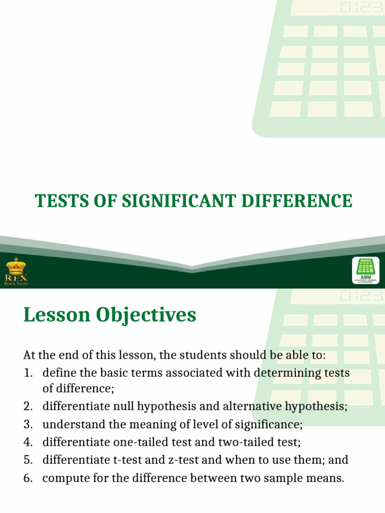 (13) Test of Significant Difference | PDF | Student's T Test | Null ...