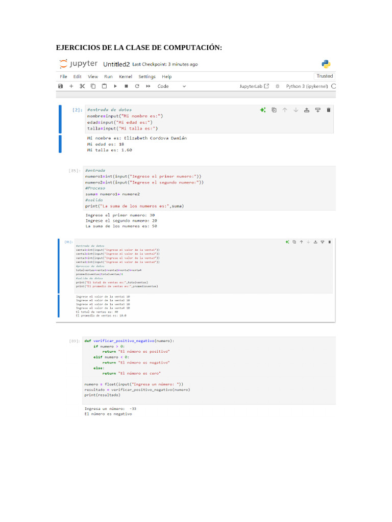 Ejercicios de La Clase de Computación | PDF
