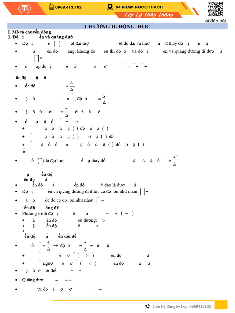 Chương Ii. Động Học: d v t d v t t v v v v v đứng yên v | PDF