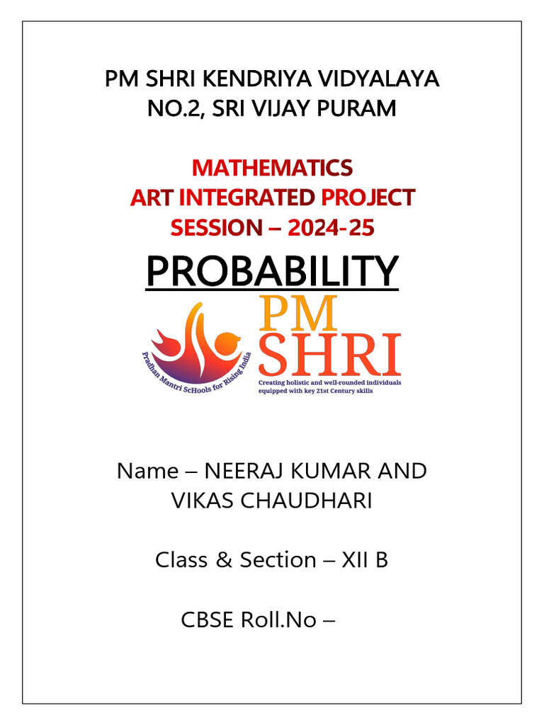 Maths Project | PDF | Probability Distribution | Probability
