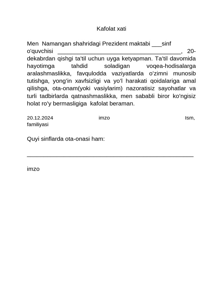 Kafolat Xati | PDF