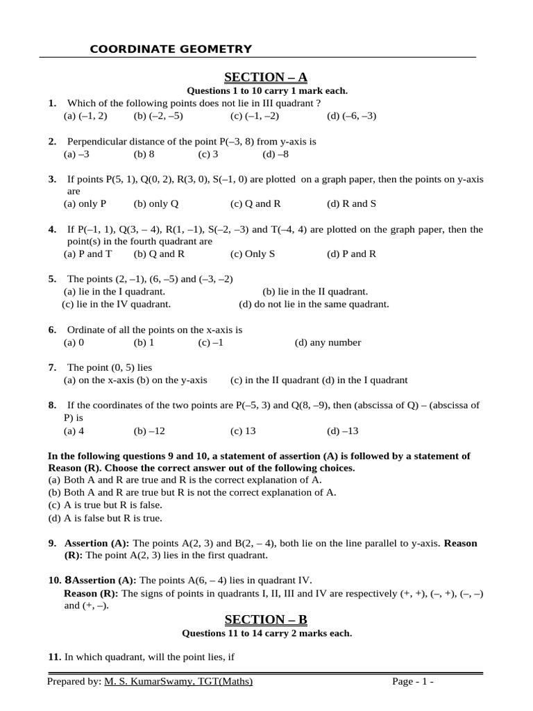 Coordinate Geometry Pdf Cartesian Coordinate System Geometry