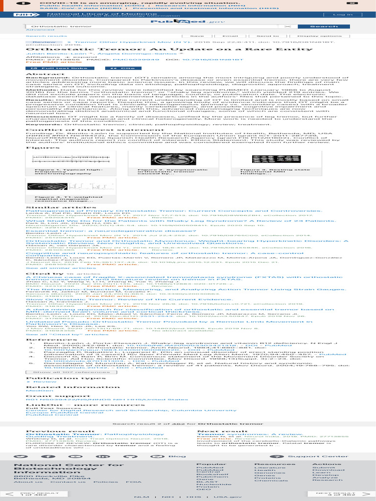 Orthostatic Tremor An Update On A Rare Entity - PubMed | PDF | Clinical ...