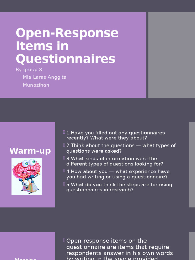 Group 8 - Open-Response Items in Questionnaires | PDF | Questionnaire ...
