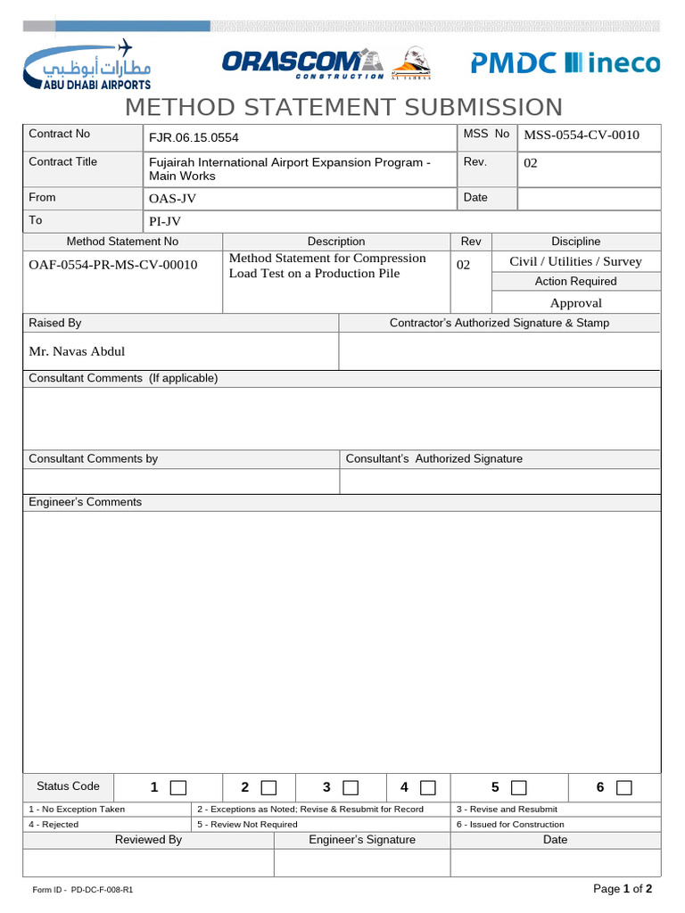 Method Statement for Pile Load Testing | PDF