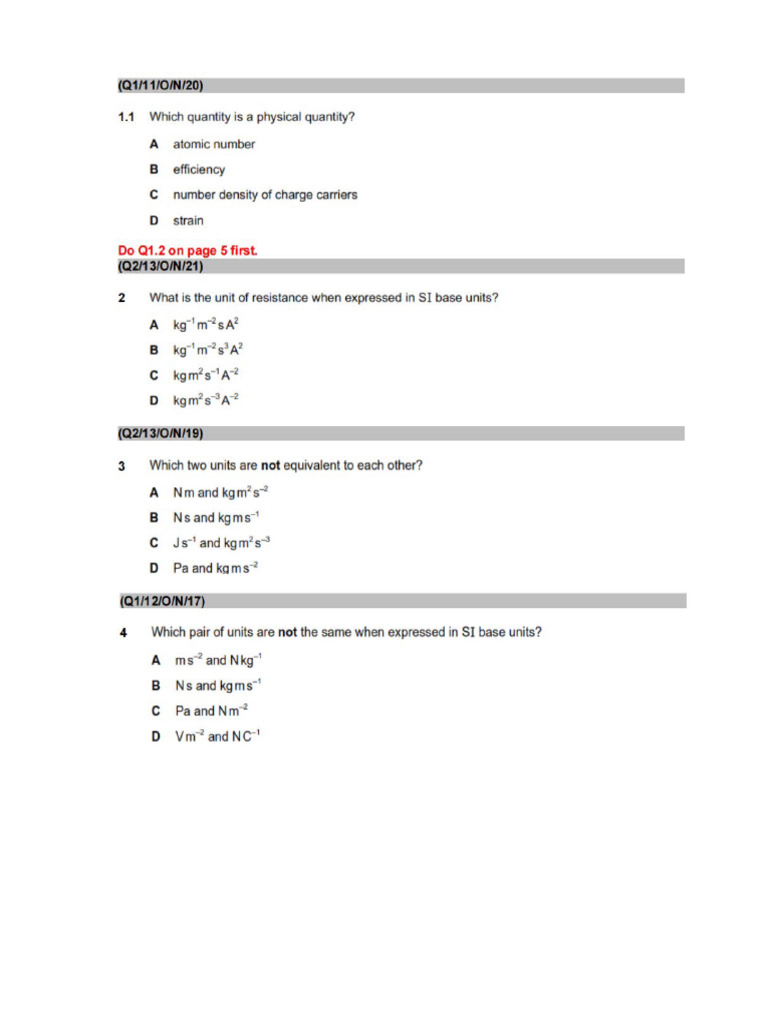 Homework (SI Unit) | PDF