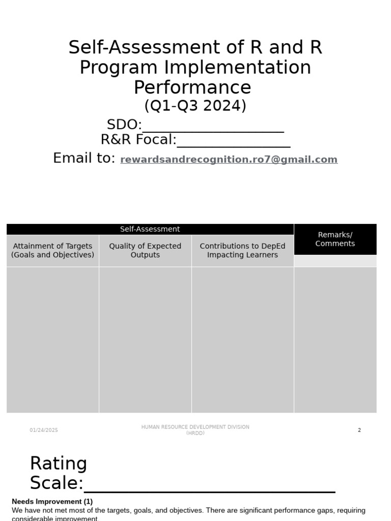 Self Assessment of RR Performance Q1 Q3 2024 | PDF