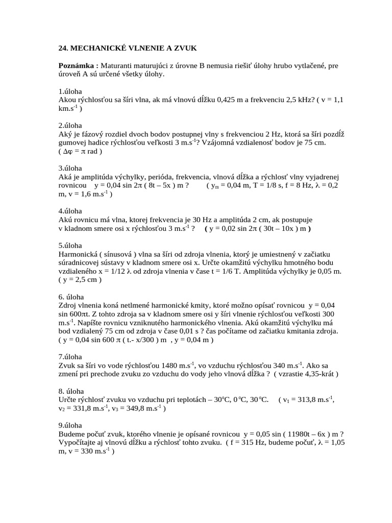 Príklady Mech - Vlnenie A Zvuk | PDF