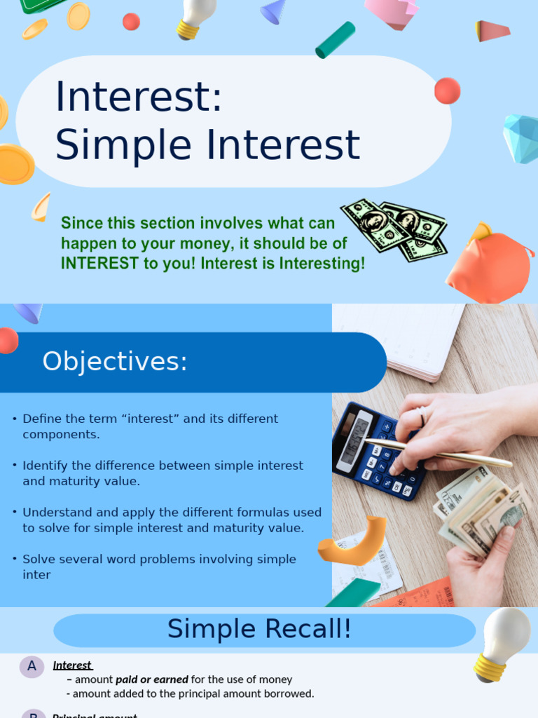 SY 24 25 Q2 LESSON 1 Simple Interest | PDF | Interest | Loans