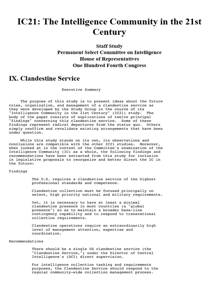 IX. Clandestine Service | PDF | Counterintelligence | Espionage