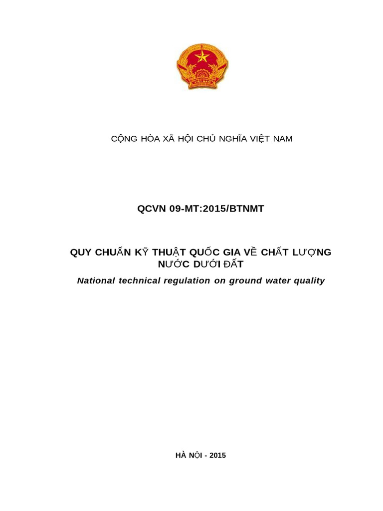 QCVN 09 MT 2015 BTNMT Quy Chuan Ve Chat Luong Nuoc Duoi Dat | PDF