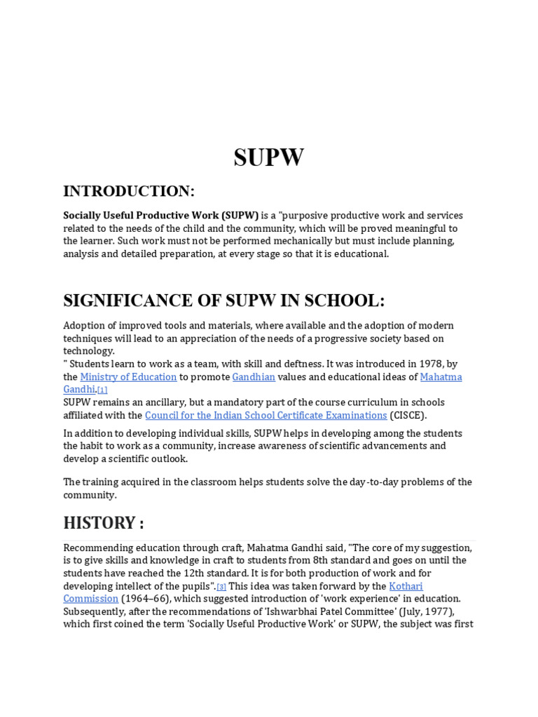 'SUPW Project' With You | PDF