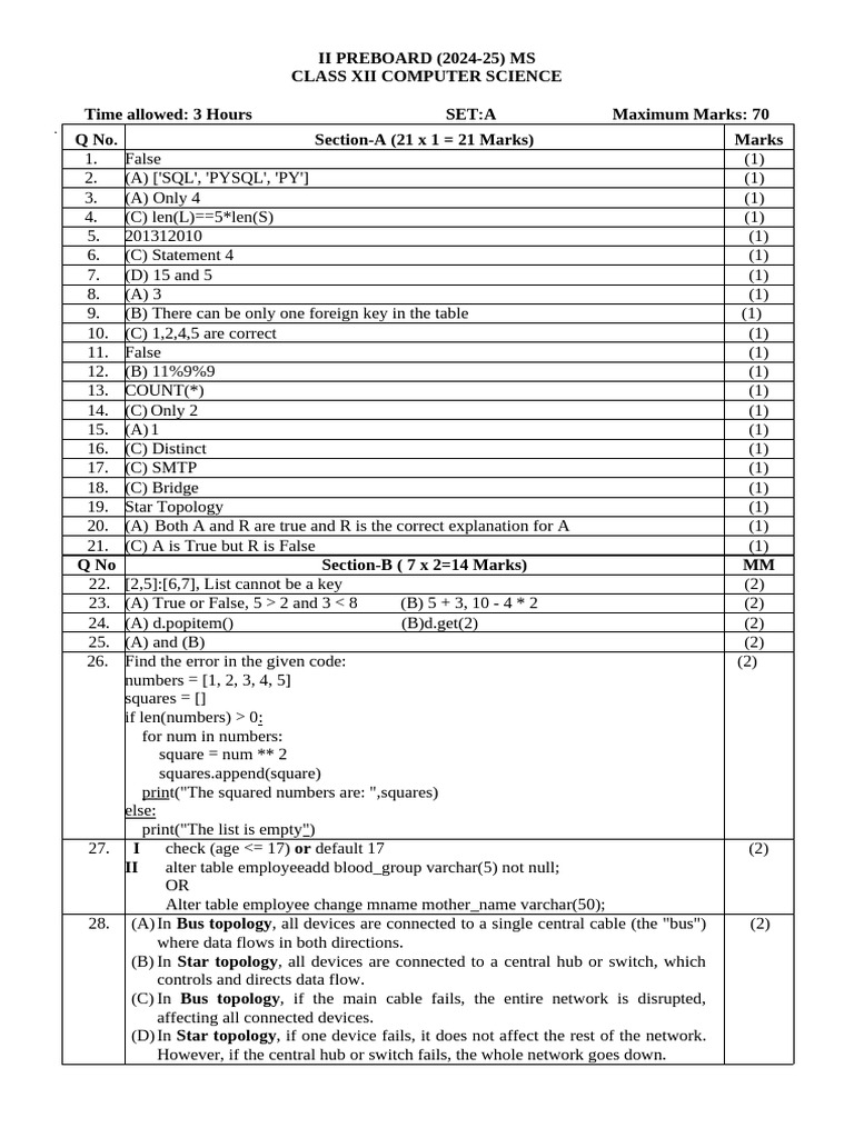 Class 12 Cs Ms 2nd Preboard | PDF | Computing | Computer Programming