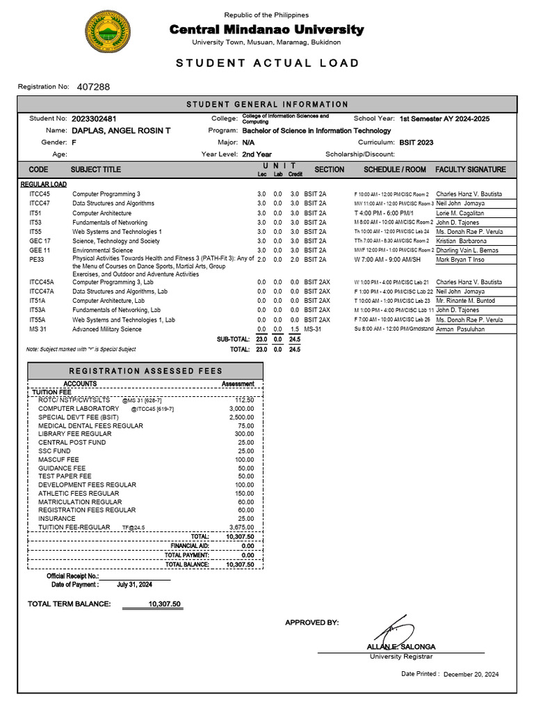 Student Actual Load CmuDpj3PEiDwP | PDF | Computing