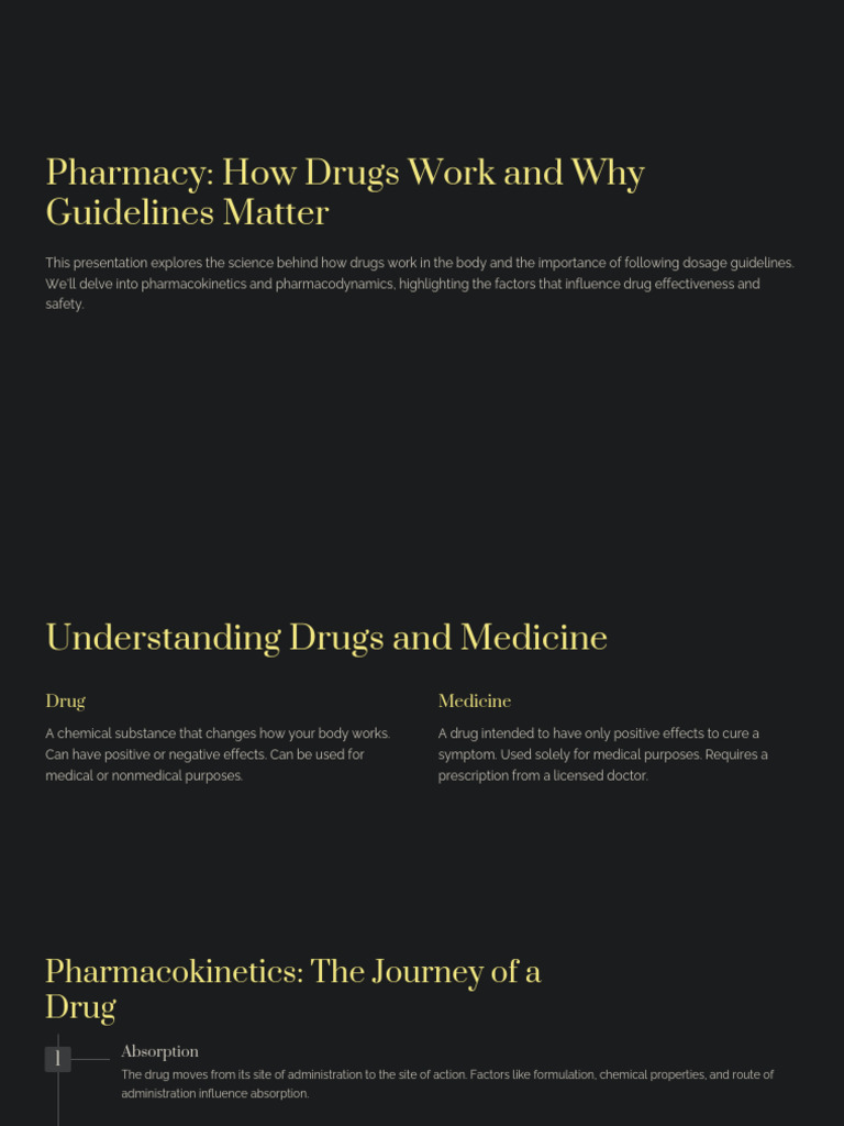Pharmacy How Drugs Work and Why Guidelines Matter | PDF | Dose ...