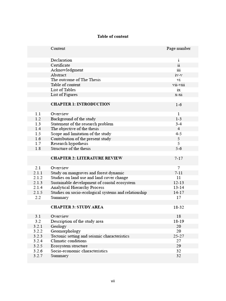 Table of content | PDF | Mangrove | Earth Sciences