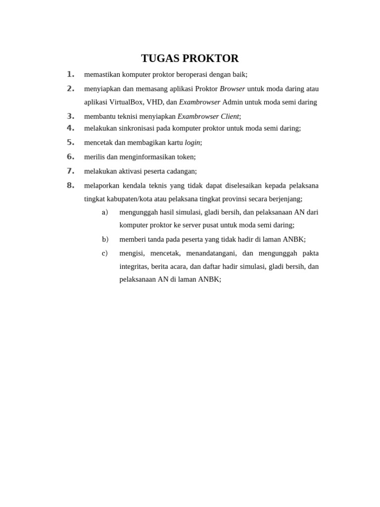 Tata Tertib Proktor, Teknisi Dan Pengawas 2024 | PDF