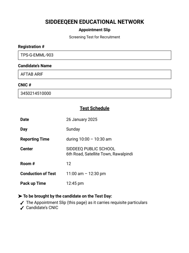Appointment Slip | PDF