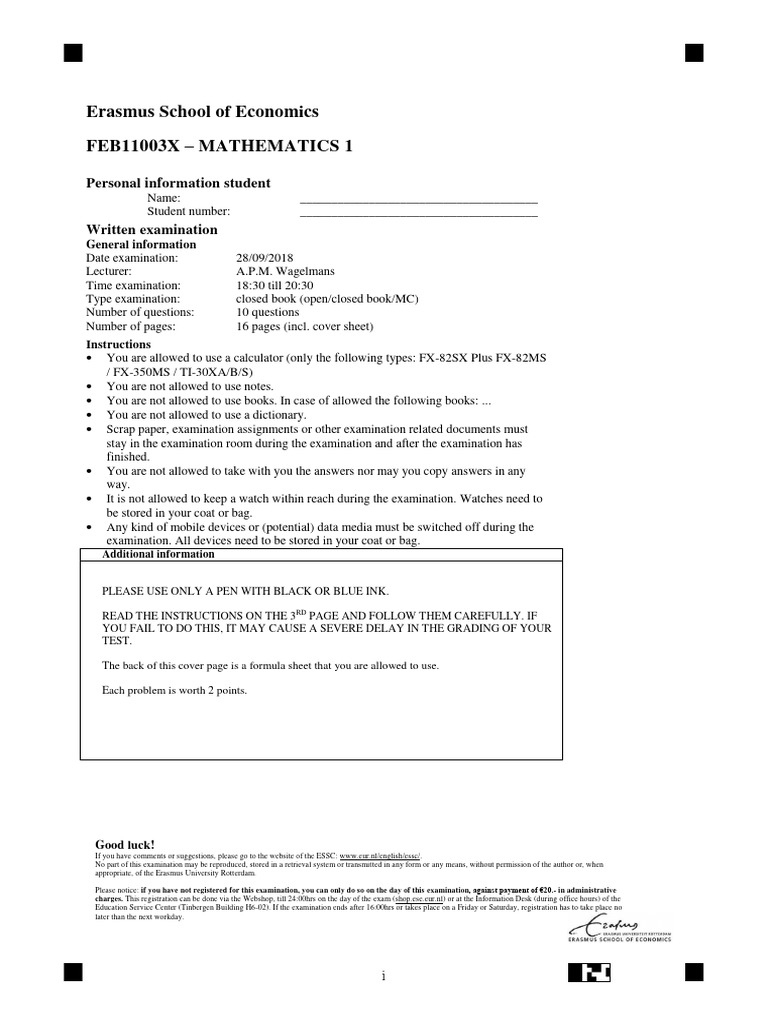 ANSWERS Midterm Mathematics 1 2018-2019 | PDF | Mathematics | Mathematical Objects