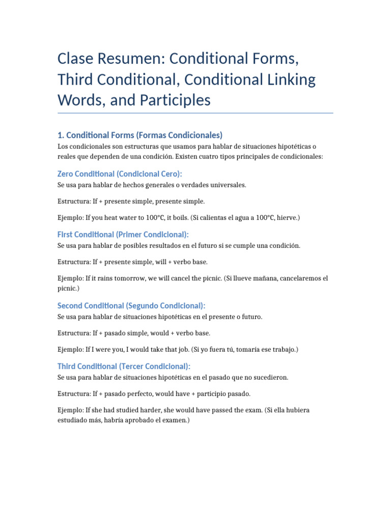 Clase_Resumen_Conditional_Forms | PDF | Sintaxis | Lingüística