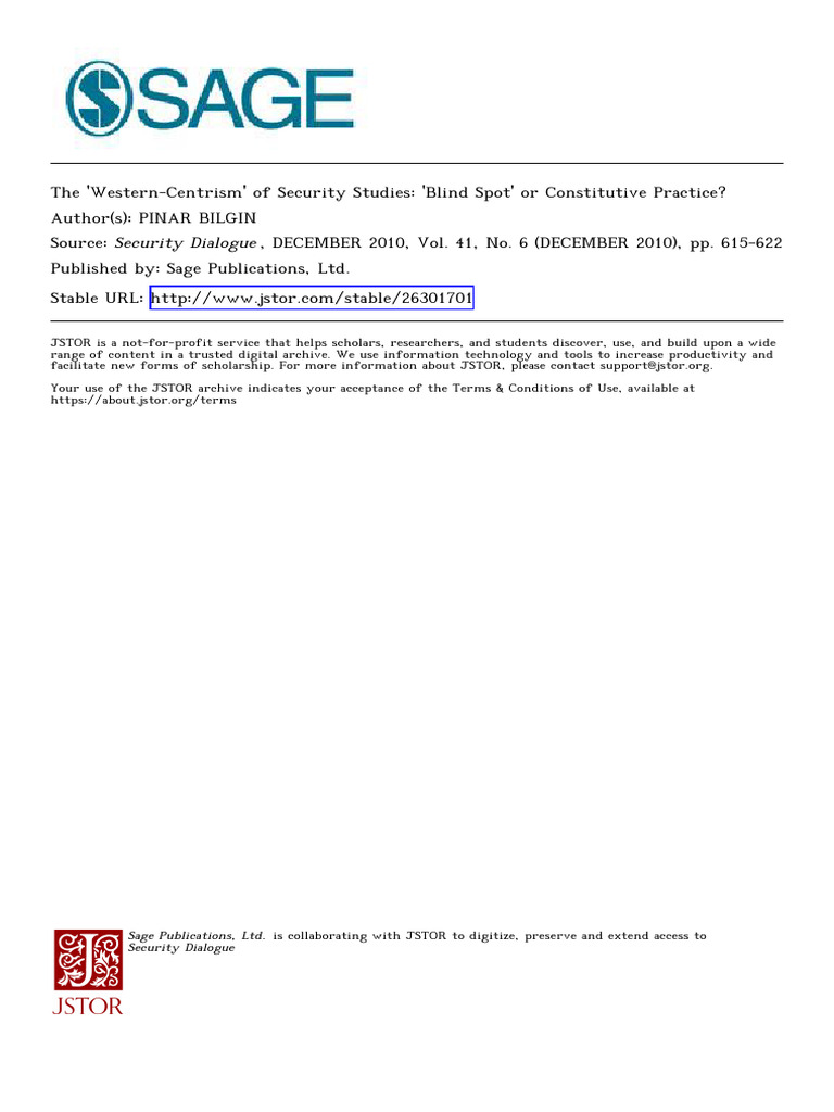 BILGIN WesternCentrismSecurityStudies 2010 | PDF | Liberal Arts Education