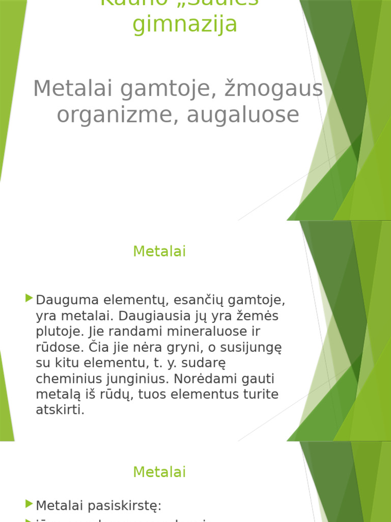 Metalai Gamtoje Zmogaus Organizme Augaluose (Mokslobaze - LT) | PDF