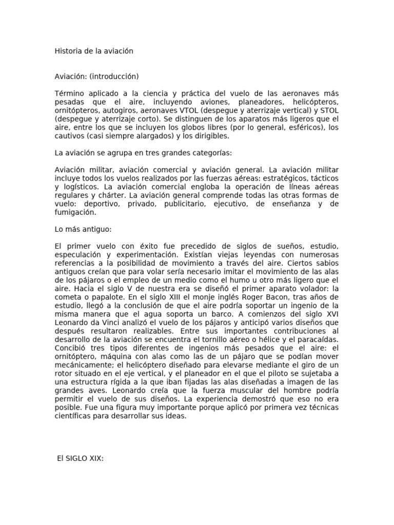 Historia de La Aviaci - N | PDF | Los hermanos Wright | Helicóptero