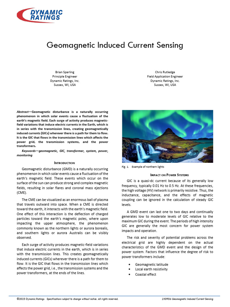 WP 0001 en 230906 Geomagnetic Induced Current Sensing | PDF | Transformer | Aurora