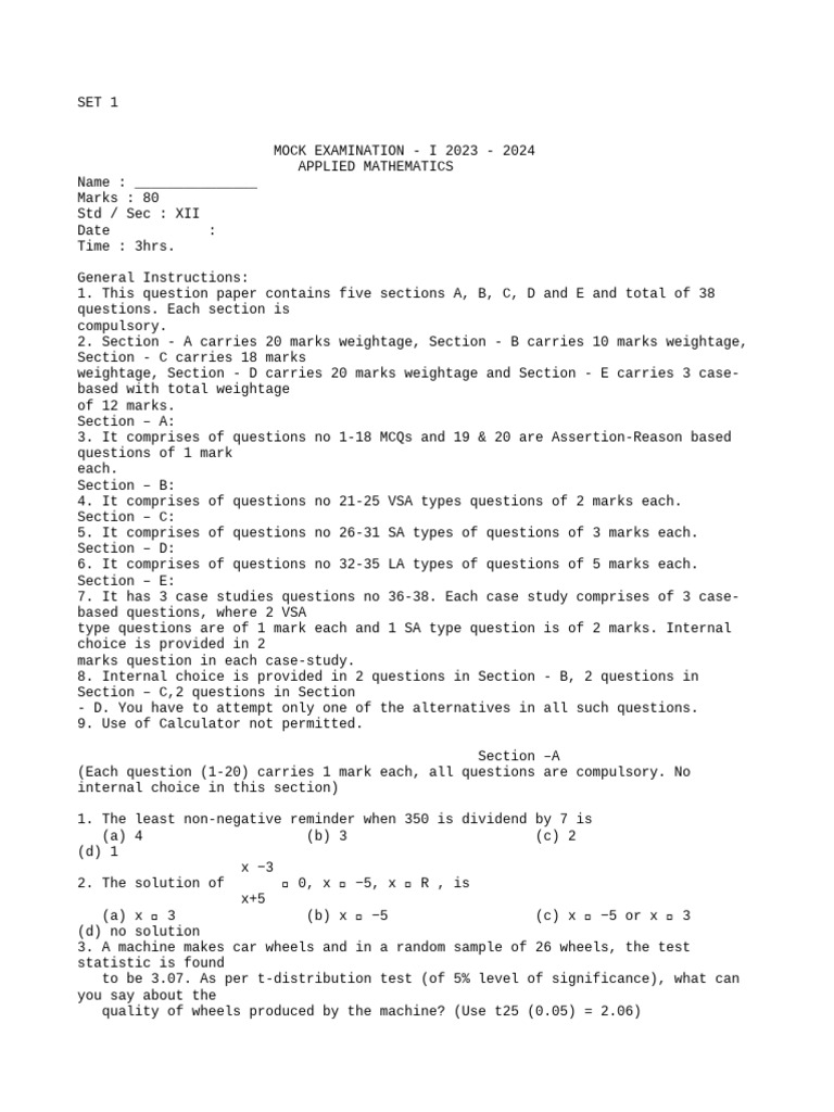 706072963-Class-Xii-Applied-Maths-Qp-Set-a-2023-24 | PDF | Economic Surplus | Matrix (Mathematics)
