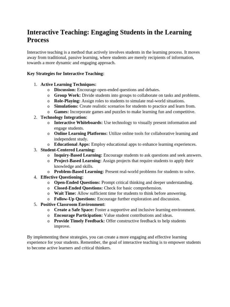 Interactive Teaching Program | PDF | Learning | Simulation