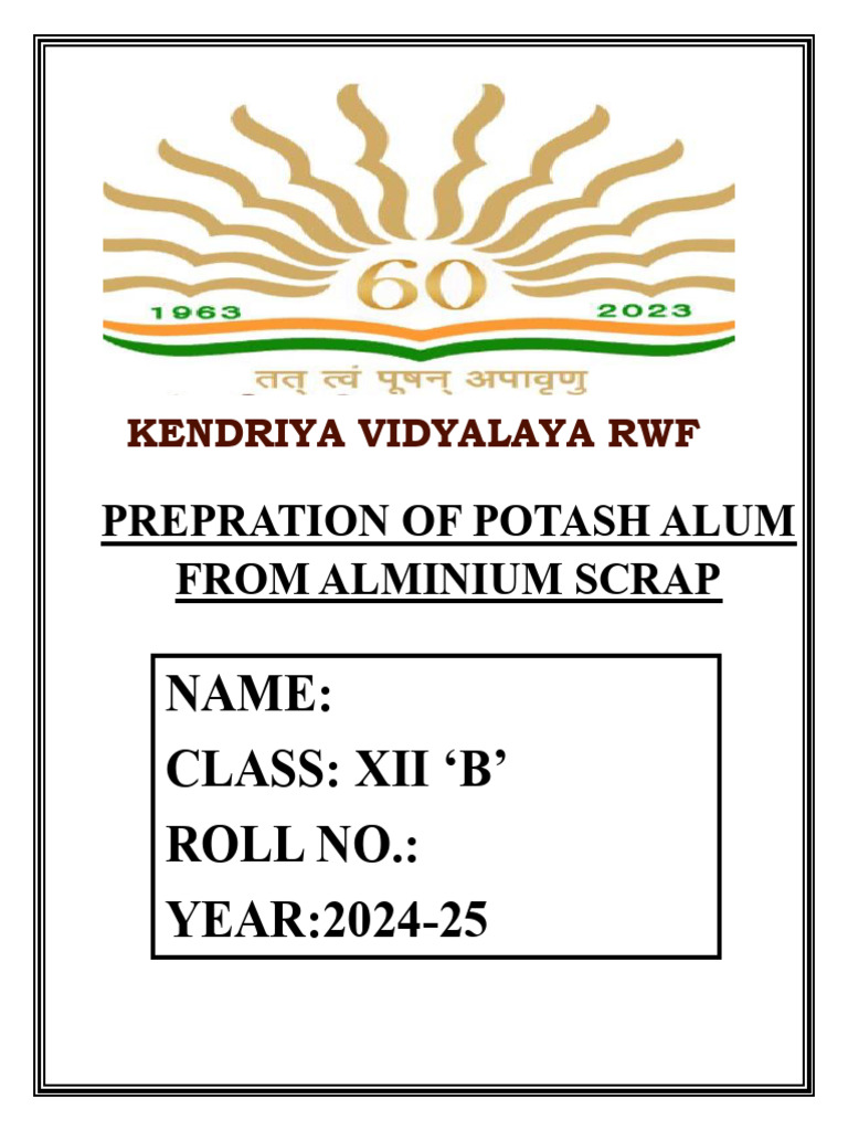 CHEMISTRY PROJECT | PDF | Hydroxide | Aluminium
