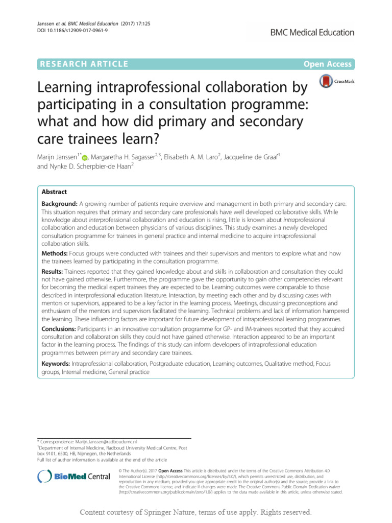 Lec-4 (Intraprofessional - Collaboration) | PDF | Focus Group | Mentorship