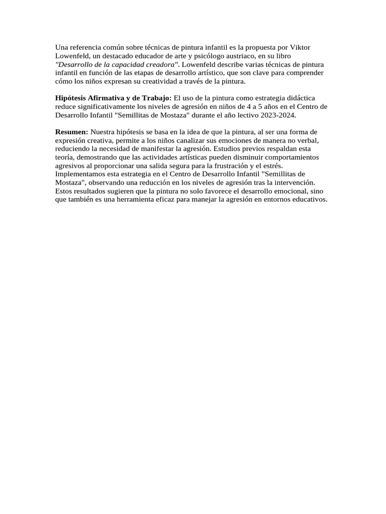 Una Referencia Común Sobre Técnicas de Pintura Infantil Es La Propuesta ...