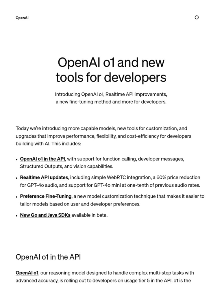 OpenAI O1 and New Tools For Developers - OpenAI | PDF | Java ...