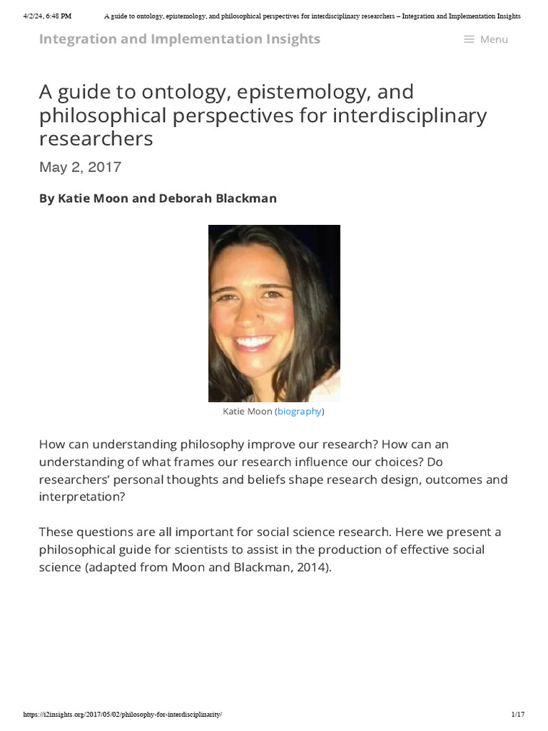 Philosophy for Interdisciplinary Research | PDF | Epistemology | Reality