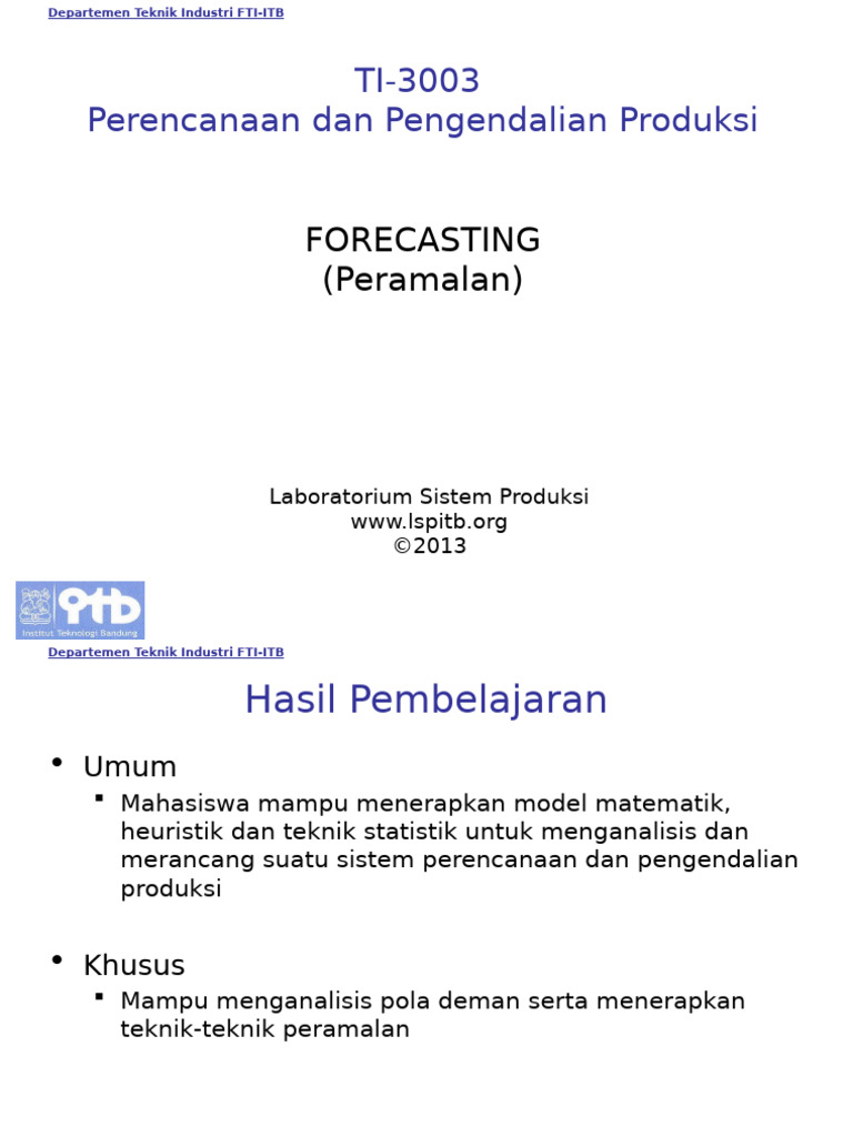 1 PPC - Peramalan 2013 | PDF | Forecasting | Moving Average
