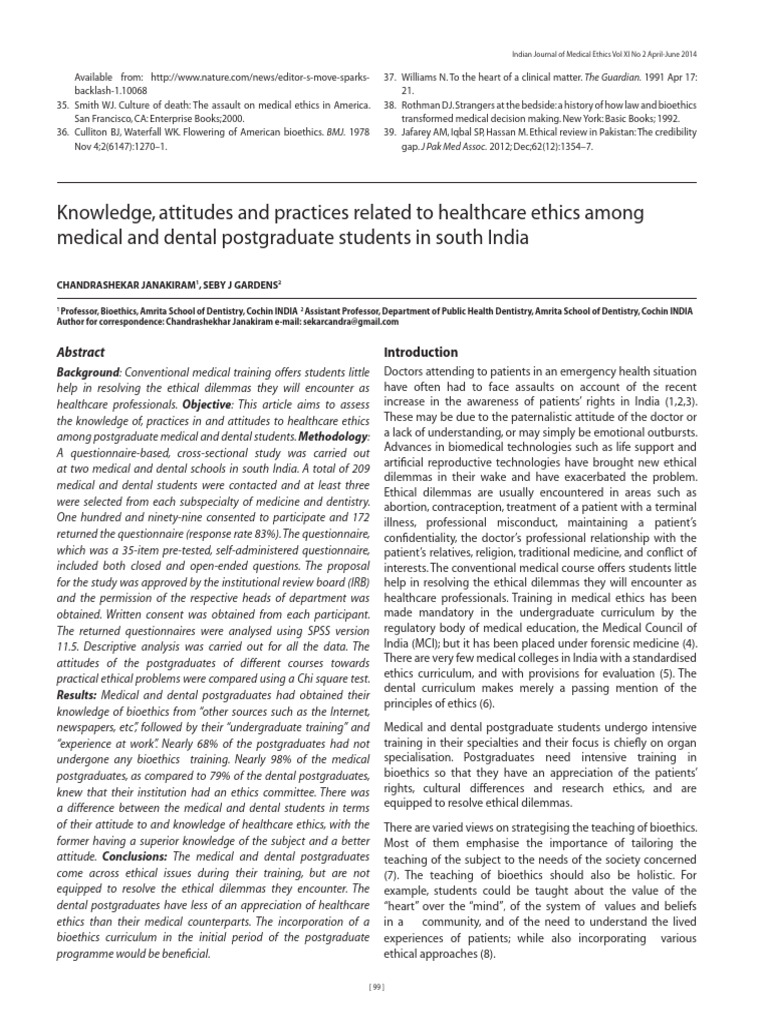 Janakiram C Ethique PDF Bioethics Medicine