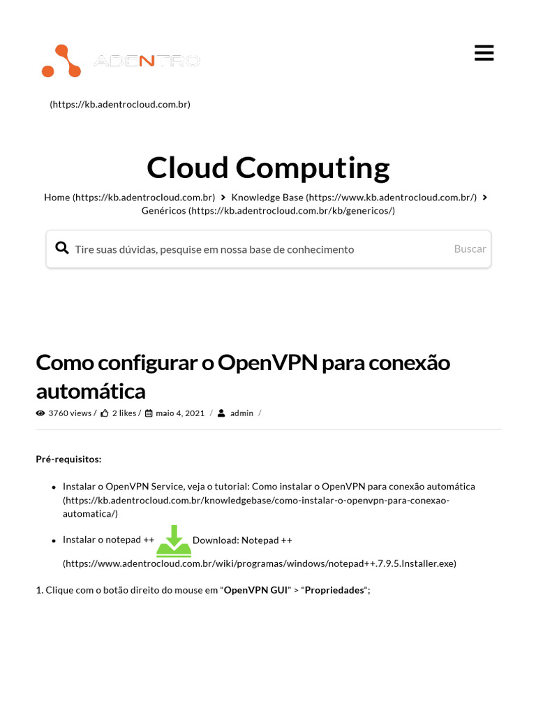 Como Configurar o OpenVPN para Conexão Automática - Adentro | PDF ...
