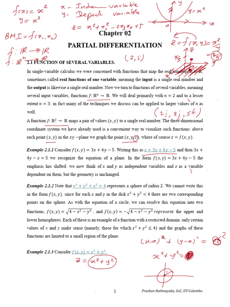 Chapter 02_Partial_Differentiation_annotated | PDF | Function (Mathematics) | Derivative