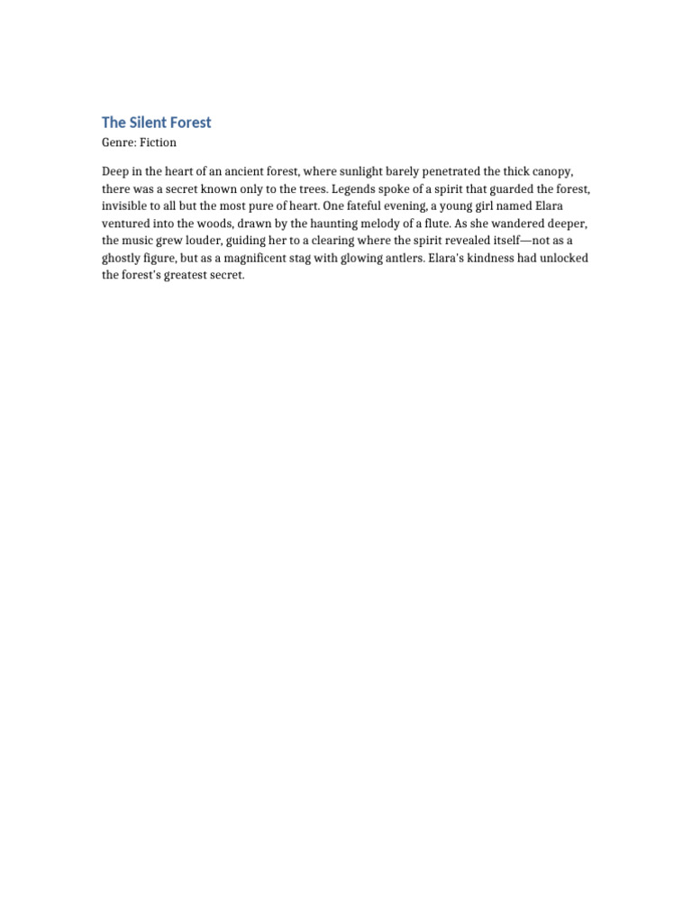 Story 1 the Silent Forest | PDF
