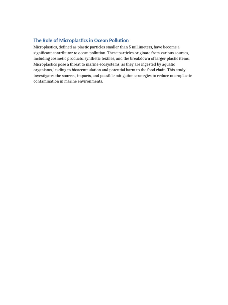 Research Paper 3 The Role of Microplastics in Ocean Pollution | PDF