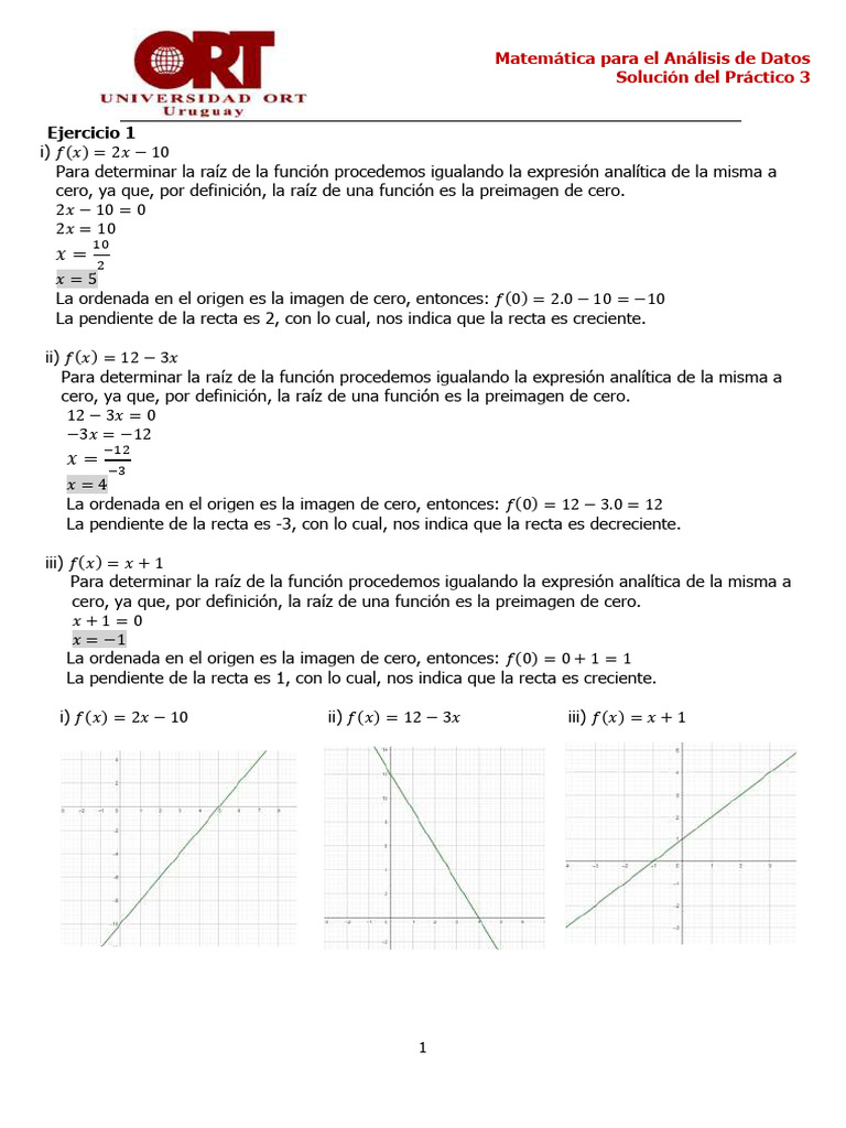Matematica Practico 3 | PDF | Función (Matemáticas) | Pendiente