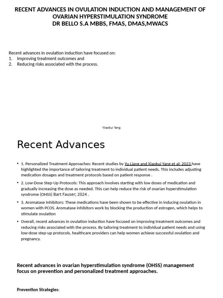 Recent Advances in Ovulation Induction and Management of | PDF ...