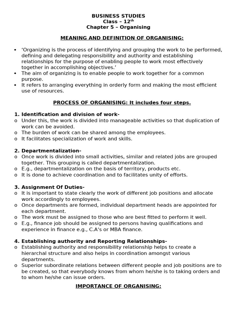 Understanding Organizing in Business | PDF | Hierarchy | Organizational ...