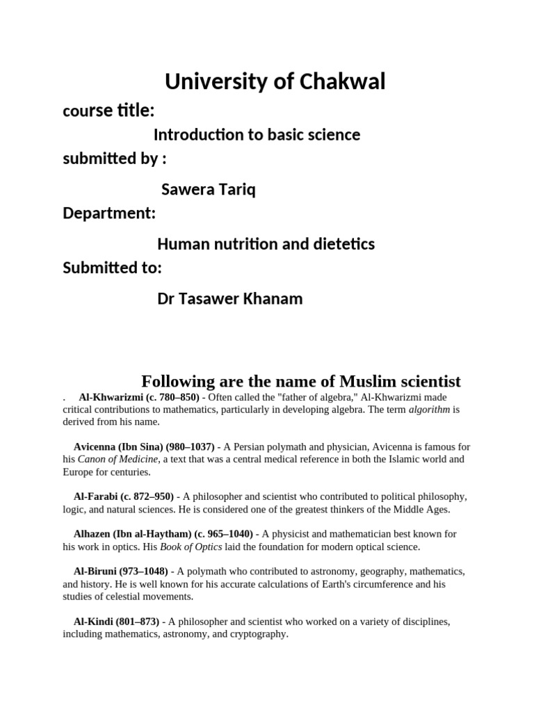 Muslims Scientist of All The Time | PDF | Science | Mathematics