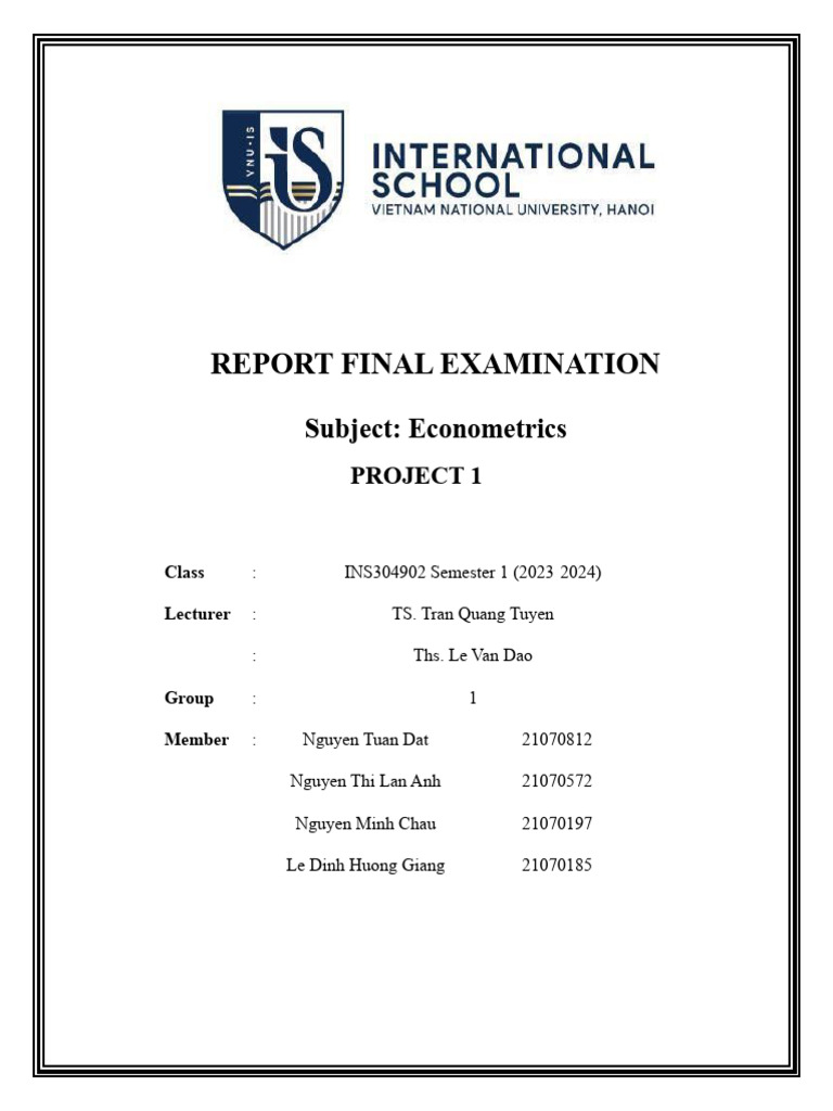 Final Report Econometrics | PDF | Multicollinearity | Regression Analysis